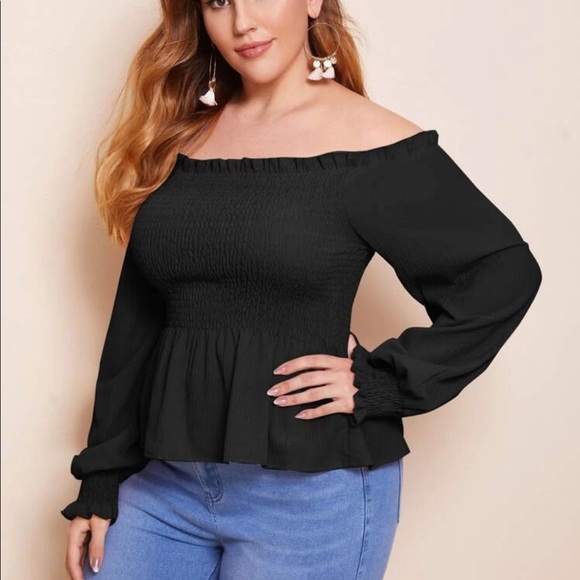 SHEIN | Tops | Shein Plus Off The Shoulder Shirred Peplum Top 3x | Poshmark